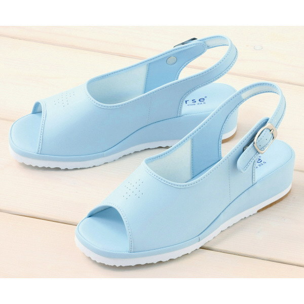 富士ゴムナース ナース（R）サンダル シングルバンド F758 ブルー 24.0cm ナースサンダル 1足（取寄品） - アスクル