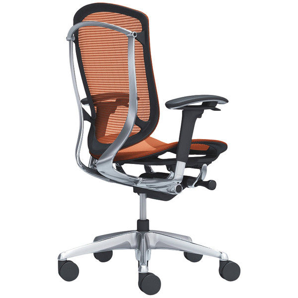 【無料引取付き】CC81BR FPH8|オカムラ コンテッサセコンダ 座メッシュ ポリッシュ ブラックボディ オレンジ 1脚（直送品） - アスクル