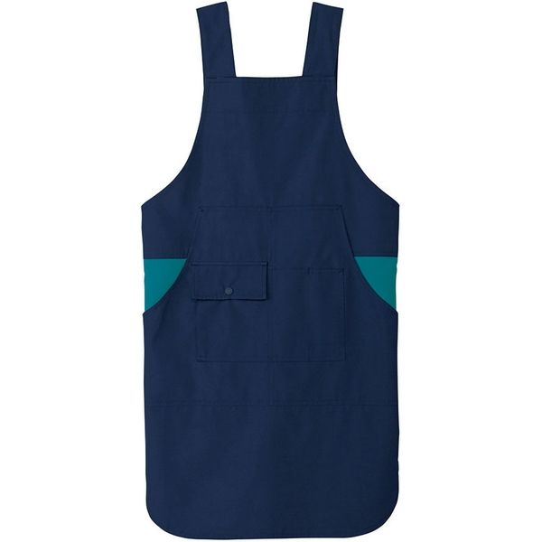 ボンマックス 胸当てエプロン H型 TK7001 ネイビー×ターコイズ M 412412 1枚 介援隊 U0794（直送品） - アスクル