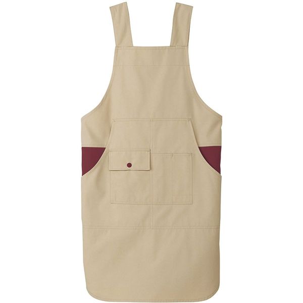 ボンマックス 胸当てエプロン H型 TK7001 ベージュ×ワイン M 412407 1枚 介援隊 U0794（直送品） - アスクル