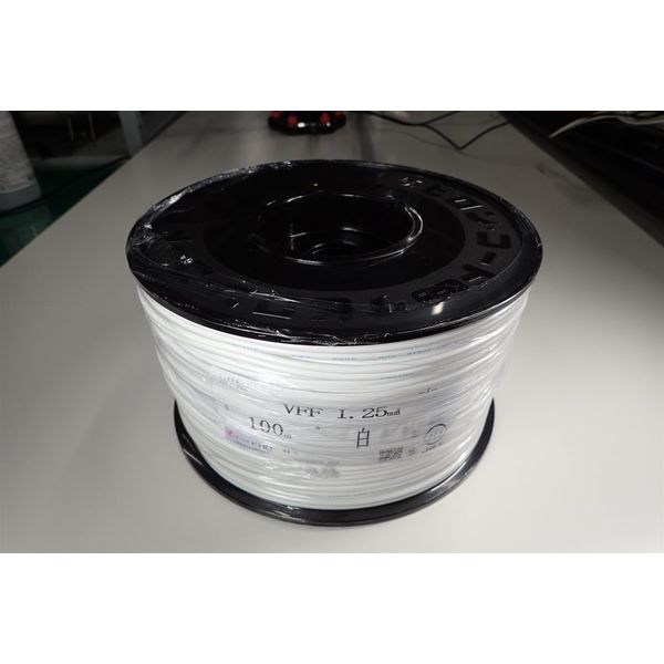 KHD ビニル平形コード VFF 1.25sq 白 ボビン シロ 1セット(100m)（直送品） - アスクル