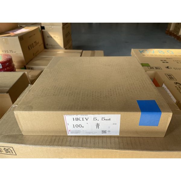 KHD 電気機器用耐熱ビニル絶縁電線 HKIV 5.5sq 青 アオ 1セット(100m)（直送品） - アスクル