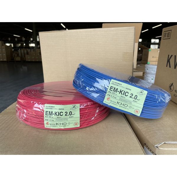 KHD 架橋ポリエチレン絶縁電線 EMーKIC 2sq 黄 エM-KIC キ 1セット(200m)（直送品） - アスクル