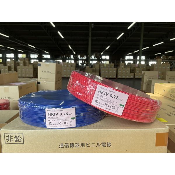 KHD 電気機器用耐熱ビニル絶縁電線 HKIV 0.75sq 青 アオ 1セット(500m)（直送品） - アスクル
