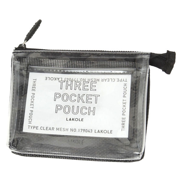 CLEARMESH3ポケットポーチ ブラック LAKOLE/ラコレ - アスクル