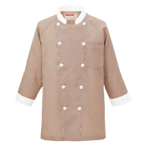 KAZEN コックシャツ ブラウンストライプ M 682-36 1枚（直送品） - アスクル