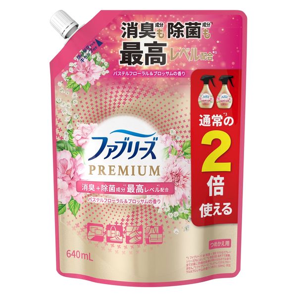 【旧品】ファブリーズ 布用 W除菌+消臭 プレミアム パステルフローラル＆ブロッサム 詰め替え 特大 640mL 1個 消臭スプレー P＆G - アスクル