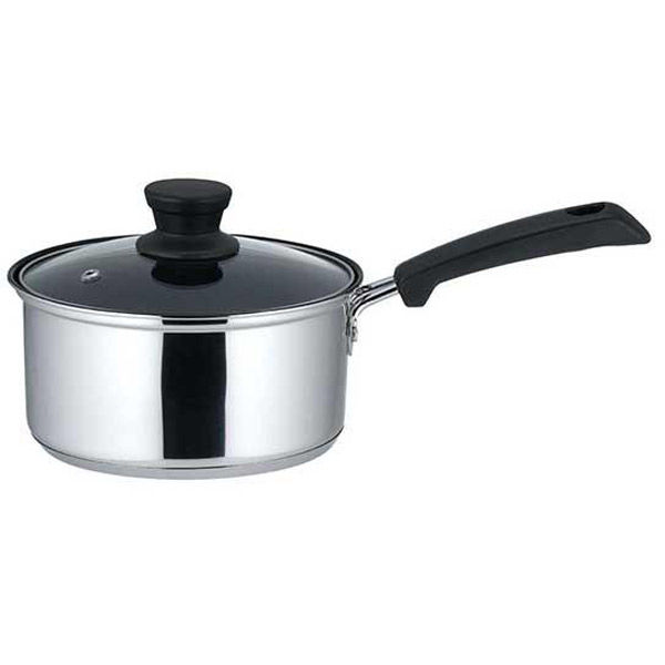 ベストコ 片手鍋 14cm IH 対応 ガラス 蓋付き ステンレス リンピオ NQ-0041 1個（直送品） - アスクル