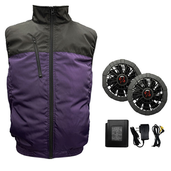 ベストアンサー aut-031-kpu-2l 空調ベスト ツートンパープル 2L 1セット（直送品） - アスクル