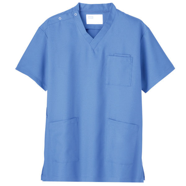 【再検品商品】自重堂 男女兼用スクラブ サックス M WH11485 1枚 スクラブ（わけあり品） - アスクル