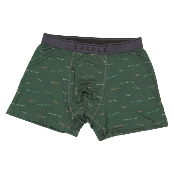 メンズ フレーズプリントボクサーパンツ L カーキ LAKOLE/ラコレ - アスクル