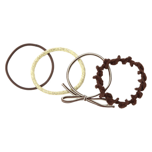 カラーリボンMIXヘアゴム4点セット ブラウン LAKOLE/ラコレ - アスクル