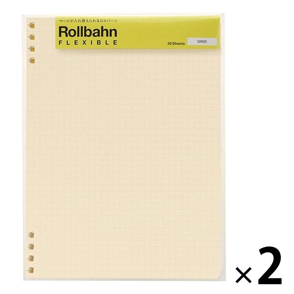 ロルバーン フレキシブル リフィル A5 5mm方眼 クリーム ノート 2個 デルフォニックス（Rollbahn） - アスクル