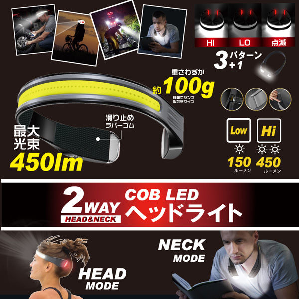 ヒロ・コーポレーション 2WAY COB LEDヘッドライト HDL-RHL02-BK 24個（直送品） - アスクル