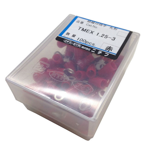 ニチフ 圧着端子 絶縁丸型R型 TMEX1.25-3 赤 100個入 00-4655 1個（直送品） - アスクル