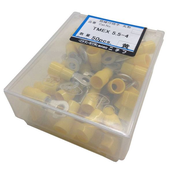 ニチフ 圧着端子 絶縁丸型R型 TMEX5.5-4 黄 50個入 00-4664 1個（直送品） - アスクル