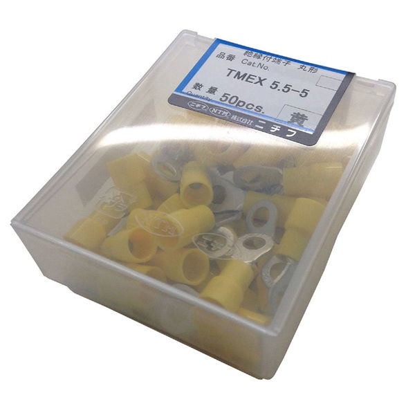 ニチフ 圧着端子 絶縁丸型R型 TMEX5.5-5 黄 50個入 00-4665 1個（直送品） - アスクル