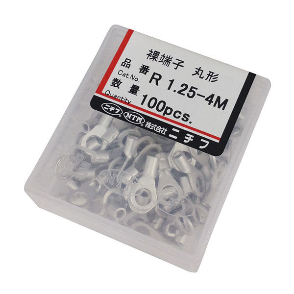 ニチフ 裸圧着端子 丸型R型 R1.25-4M 100個入_R1.25-4M 00-4915 1個 - アスクル