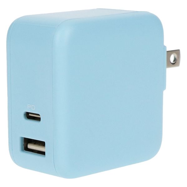 MOTTERU PD対応ノートPC充電可能 2ポート AC充電器 パウダーブルー MOT-ACPD65WU1-BL 1個（直送品） - アスクル