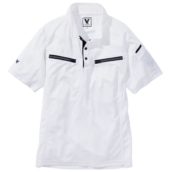 VILEA ミニ衿半袖ポロシャツ 605 ホワイト 6L 村上被服 1セット(2着入り)（直送品） - アスクル