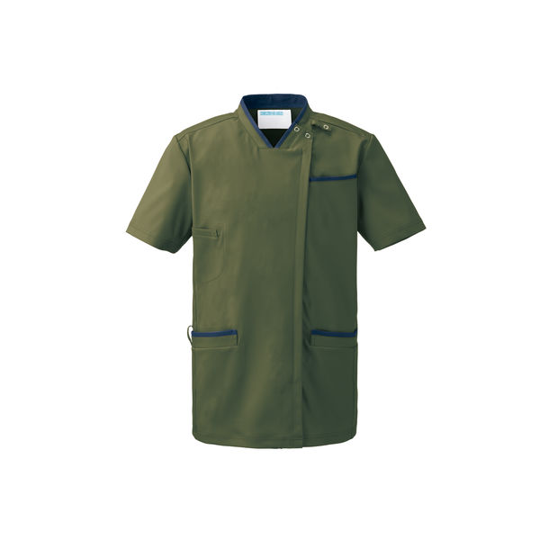 KAZEN WLD スクラブジャケット半袖 カーキ×ネイビー S KZN705-49 1枚 スクラブ（直送品） - アスクル