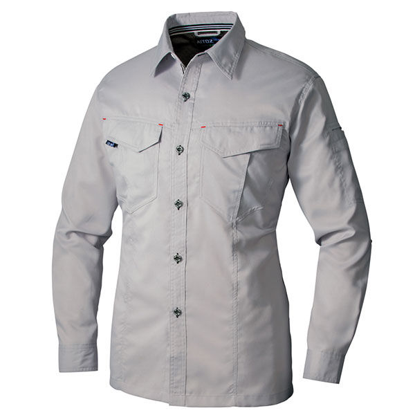 アイトス 長袖シャツ シルバーグレー LL AZ-11202-003 1着（直送品） - アスクル