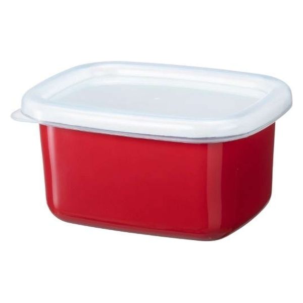 高木金属工業 保存容器 350ml ホーロー スタッキングできる 角型 S ホーローフードストッカー レッド 338106 1個（直送品 ...