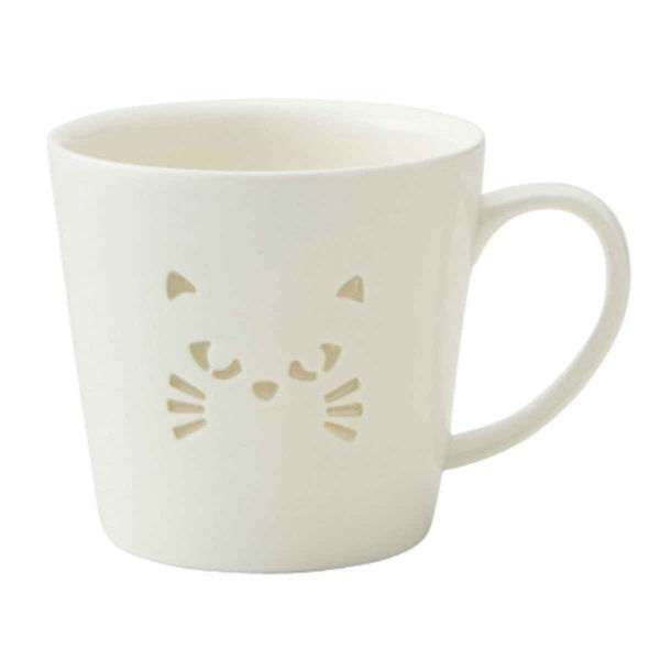 丸利玉樹利喜蔵商店 マグカップ 350ml SUKASHI 透かしマグ 磁器 キャット 377498 1個（直送品） - アスクル