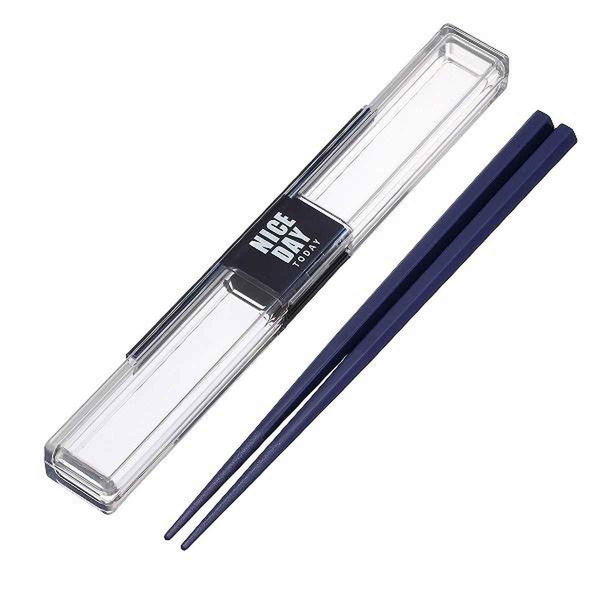 岩崎工業 箸箱 セット とっても強いケース入り 箸 18cm ネイビー 350793 1個（直送品） - アスクル