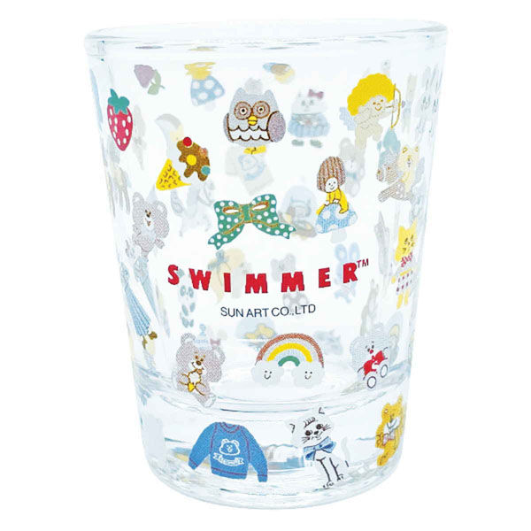 サンアート グラス 50ml ミニグラス SWIMMER コップ ガラス 日本製 チラシ柄 365521 1個（直送品） - アスクル