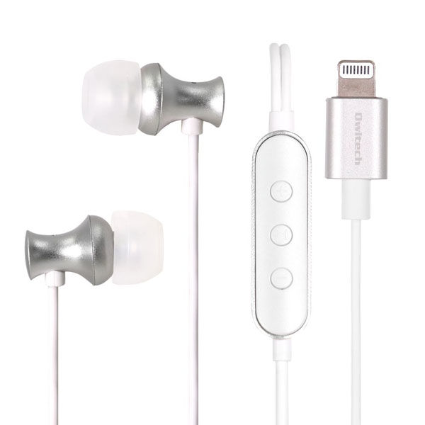 オウルテック Lightning端子から音楽を聴けるカナル型イヤホン シルバー OWL-EPLT01-SSI 1個（直送品） - アスクル