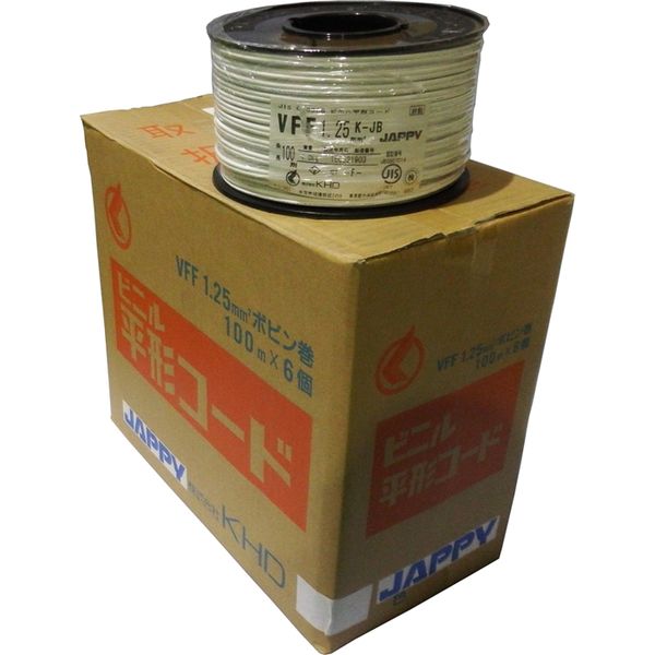 因幡電機産業 JAPPY VFF1.25sq白ボビンKJB VFF1.25ーWBーJB 1巻100M入り 1巻(100m)（直送品） - アスクル