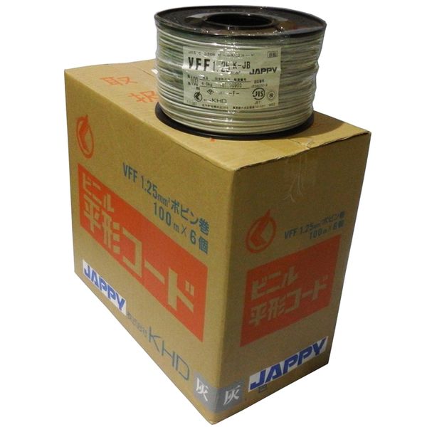 因幡電機産業 JAPPY VFF1.25sq灰ボビンKJB VFF1.25ーGBーJB 1巻100M入り 1巻(100m)（直送品） - アスクル