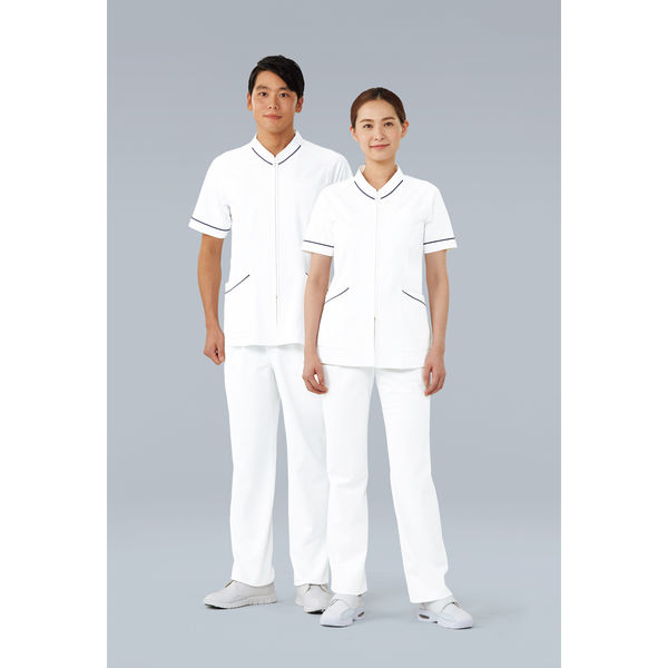KAZEN スクラブ(男女兼用)ホワイト×ネイビー SS 055-28 1着 スクラブ（直送品） - アスクル