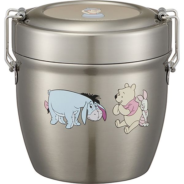 スケーター STLBD6AG 抗菌真空ステンレス丼ランチジャー 550ml くまのプーさん/スモーキーカラー（直送品） - アスクル