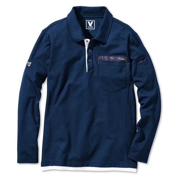 VILEA 長袖ポロシャツ 501-1ネイビー6L 村上被服 1セット(2着入)（直送品） - アスクル