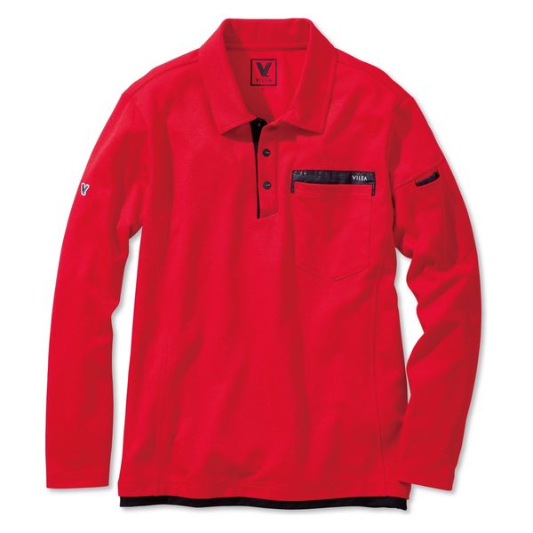 VILEA 長袖ポロシャツ 501-14レッド6L 村上被服 1セット(2着入)（直送品） - アスクル