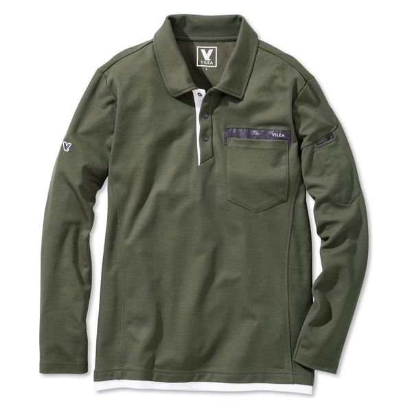 VILEA 長袖ポロシャツ 501-38カーキ6L 村上被服 1セット(2着入)（直送品） - アスクル