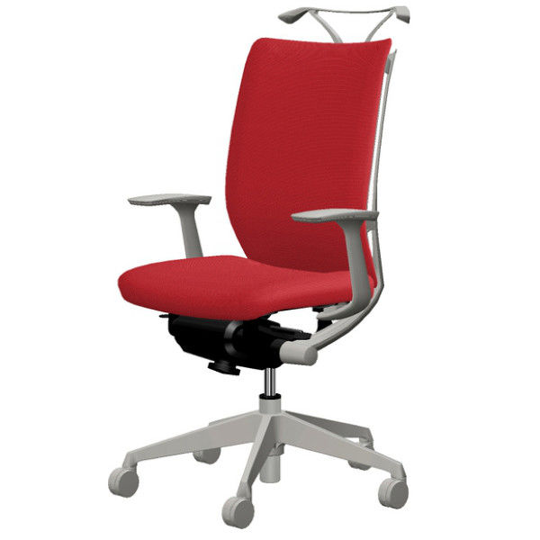 CW73BB FBA9 |オカムラ ヴィスコンテチェア ハイバック固定肘 レッド（直送品） - アスクル