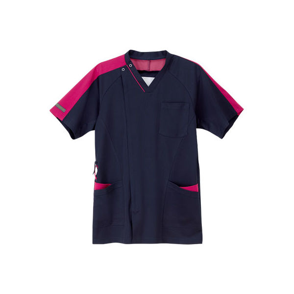 ナガイレーベン 男子スクラブ ネイビー+ピンク BL RF-5197 1枚 スクラブ メンズ 医療用（取寄品） - アスクル