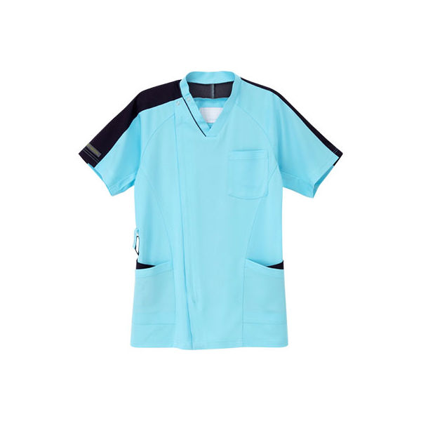 ナガイレーベン 男子スクラブ ライトブルー+ネイビー BL RF-5197 1枚 スクラブ メンズ 医療用（取寄品） - アスクル