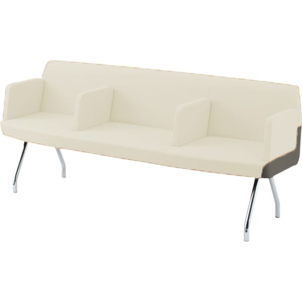 オカムラ フィロル ロビーチェア 3人掛け 各席肘 パネル肘 幅1800mm アイボリー LB88CC PC76 1台（直送品） - アスクル