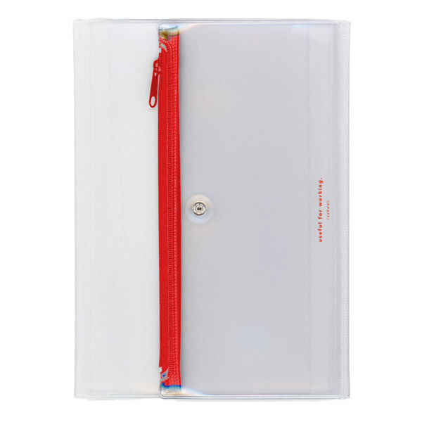 ダイゴー isshoni. ペンケース付ノートカバーPVC A5対応 クリア レッド N1861 1冊（直送品） - アスクル