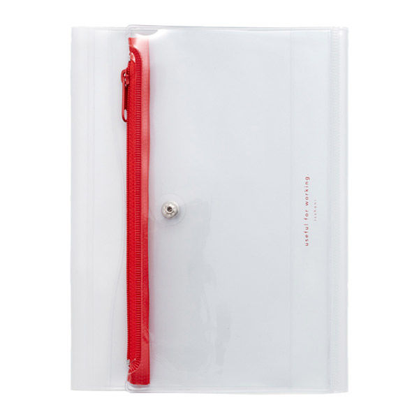 ダイゴー isshoni. ペンケース付ノートカバーPVC B6対応 クリア レッド N1869 1冊（直送品） - アスクル