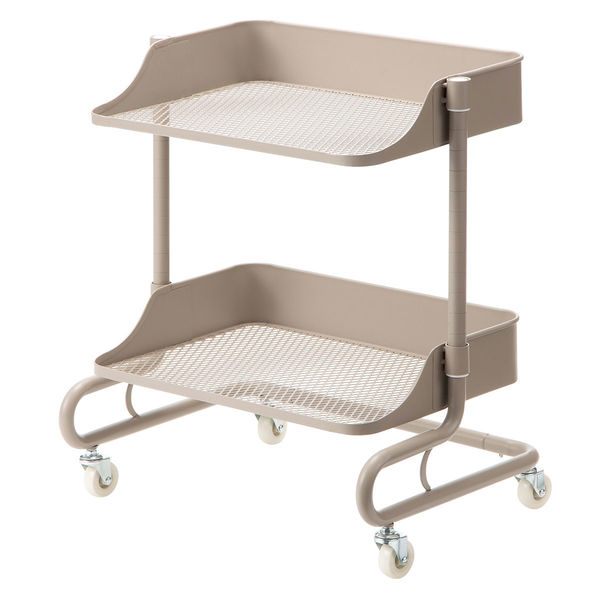 コンフォートワーク バスケットトローリー デスク下ワゴン 2段 キャスター付き グレージュ ADT-2(GG) 1個 オリジナル - アスクル