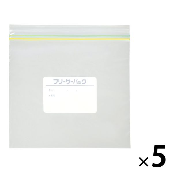 アスクル 業務用 フリーザーバッグ マチなし Mサイズ 50枚入 冷凍対応 ラベル付き 透明 1セット（250枚：1パック×5） オリジナル - アスクル