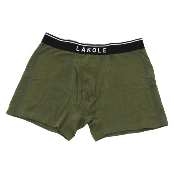 メンズ コットン縦ラインボクサー カーキ L LAKOLE/ラコレ - アスクル