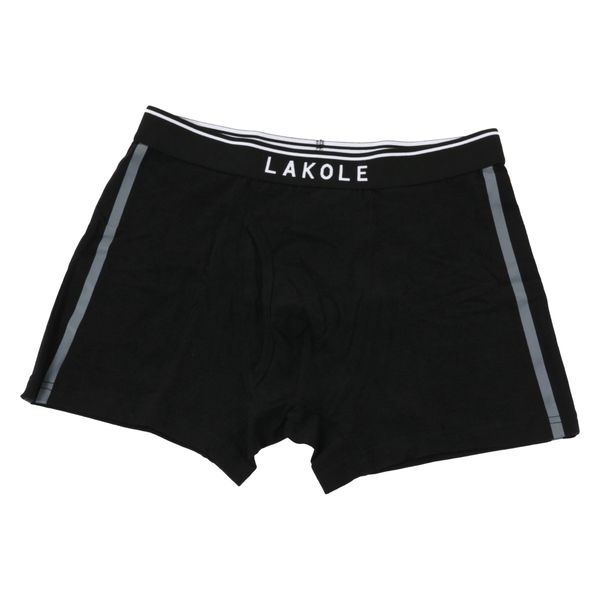メンズ コットン縦ラインボクサー ブラック L LAKOLE/ラコレ - アスクル