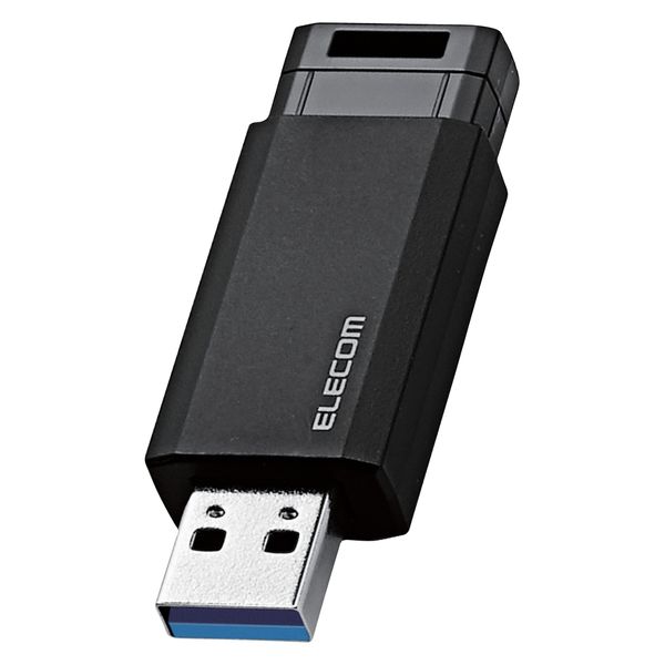 USBメモリ 32GB ノック式 USB3.1(Gen1)対応 ブラック MF-PKU3032GBK/E エレコム 1個 - アスクル