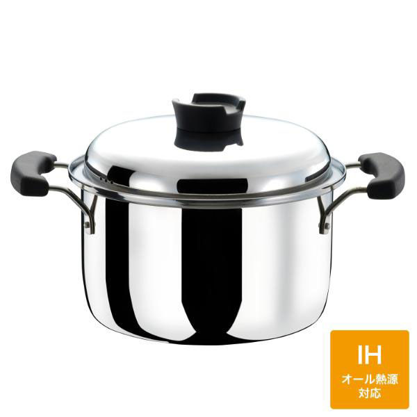 ベストコ 持ちやすいステンレス鍋 22cm IH対応 ネオ・ヴェルジェ ND-6021 1個（直送品） - アスクル